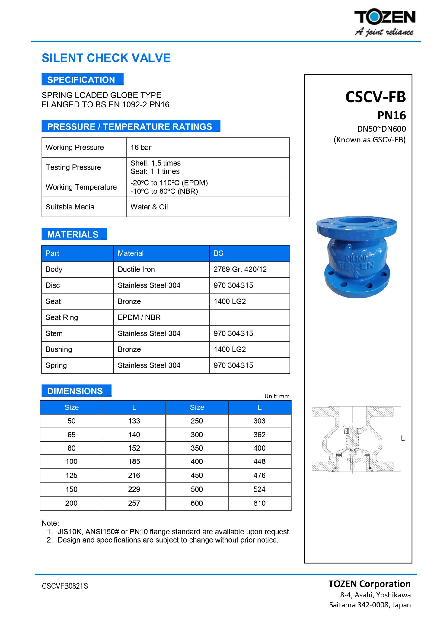 GLOBE SILENT CHECK VALVE - Tozen